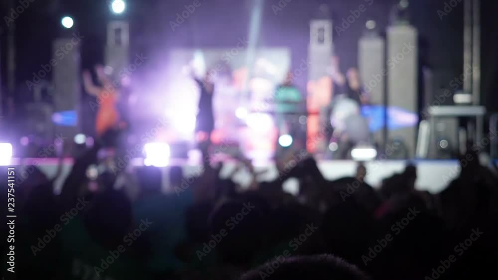 Blured Video Background Happy Audience Jumping Raising Their Hands Air ...