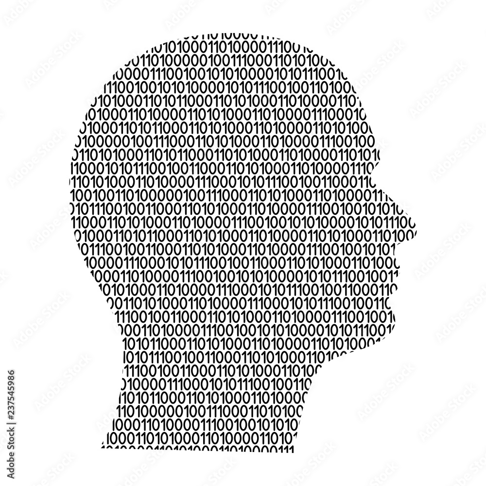 Silhouette of male head on the side cyber mind abstract schematic from ...