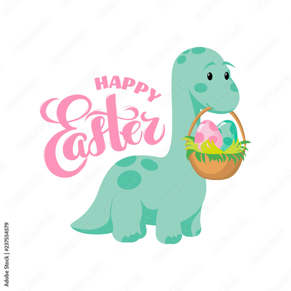 Vector Easter greeting card with hand drawn lettering Easter, flat baby ...