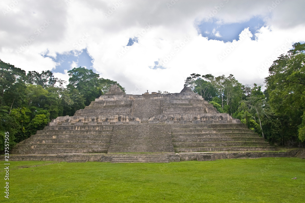Caana pyramid at Caracol archeological site of Mayan civilization in ...