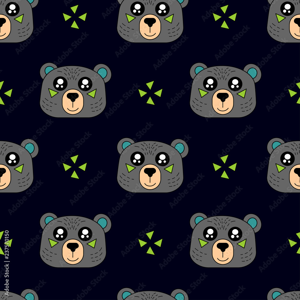 Cute kids bear pattern for girls and boys. Colorful bear on the ...