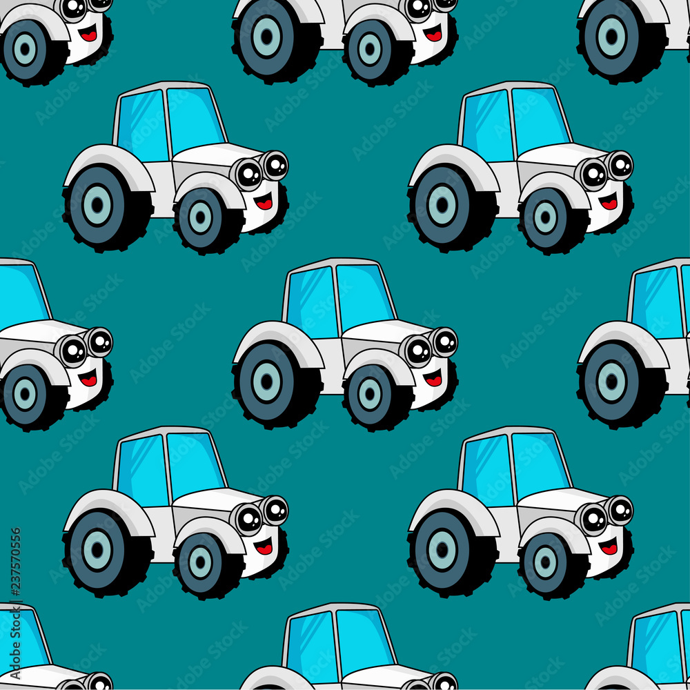 Cute kids car pattern for girls and boys. Colorful car, tractor on the ...
