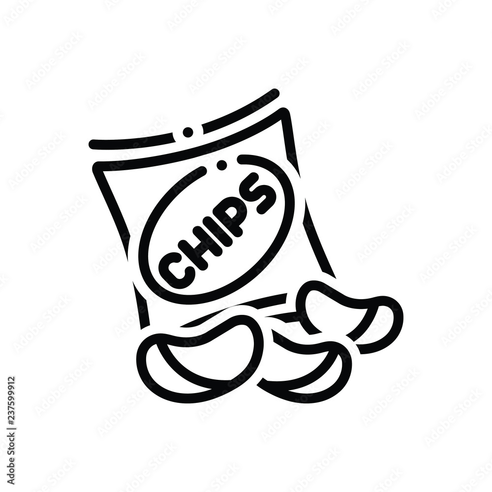 Black line icon for potato chips Stock Vector | Adobe Stock