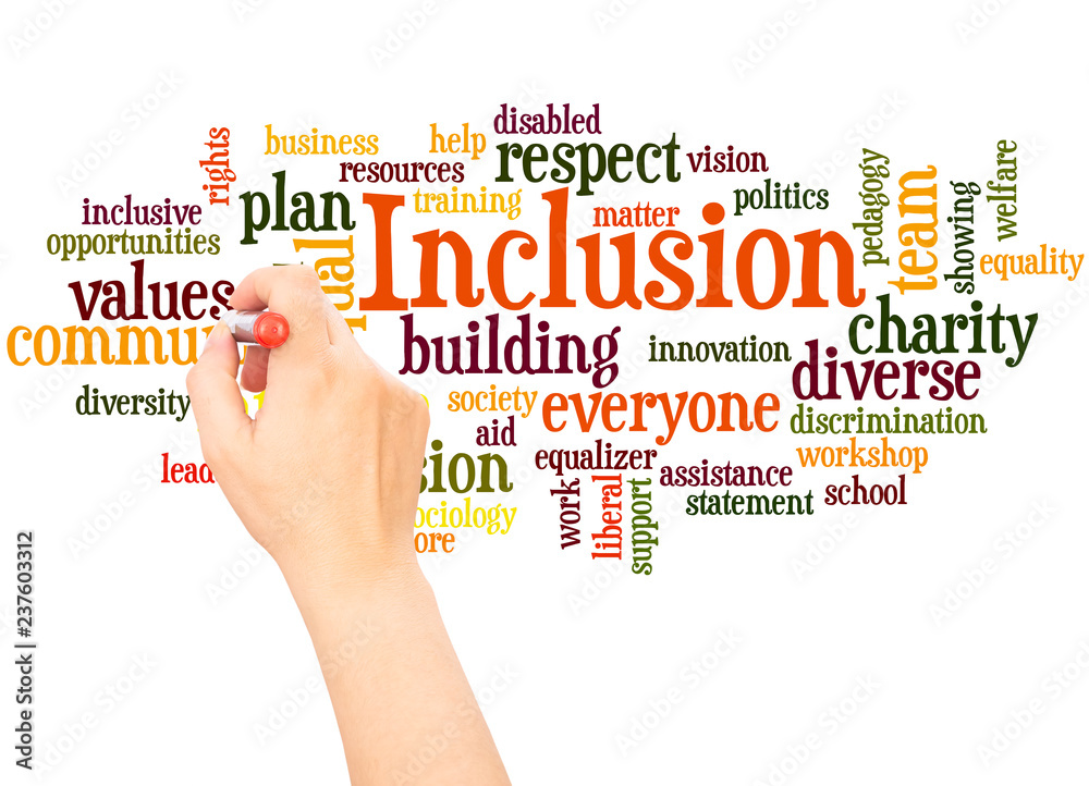 Inclusion word cloud hand writing concept Stock Illustration | Adobe Stock