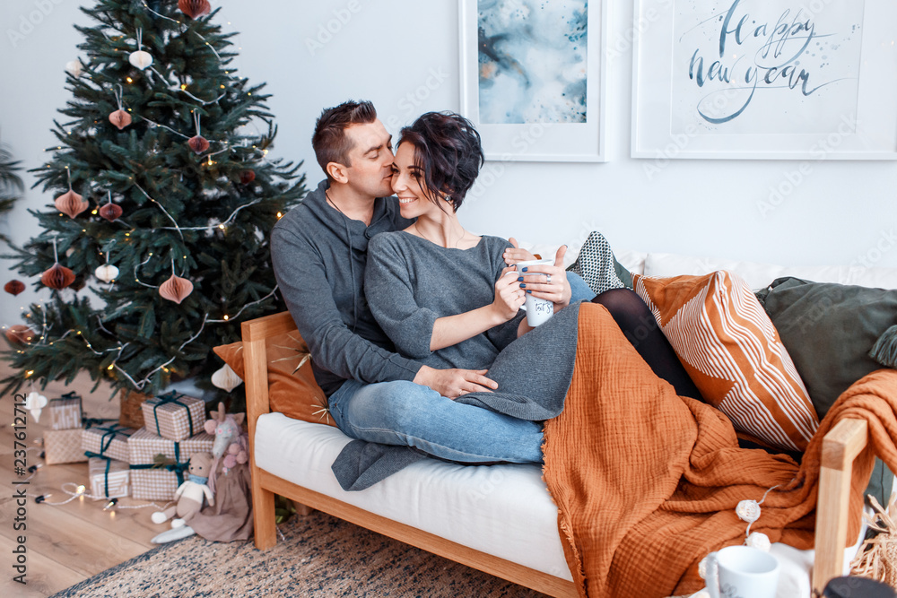 Couple Cuddling Sitting