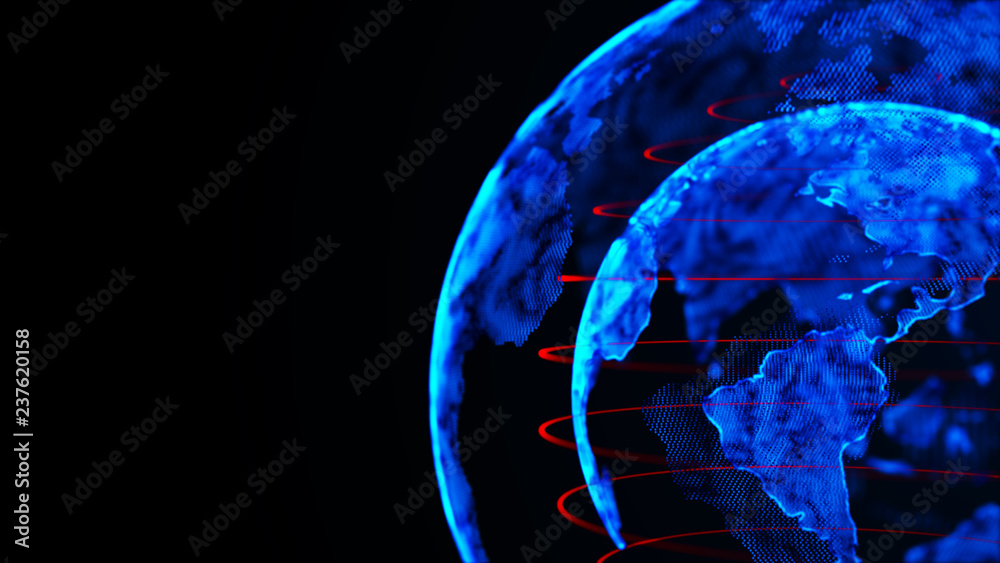 Growing global network. Digital technology planet, the future of data ...