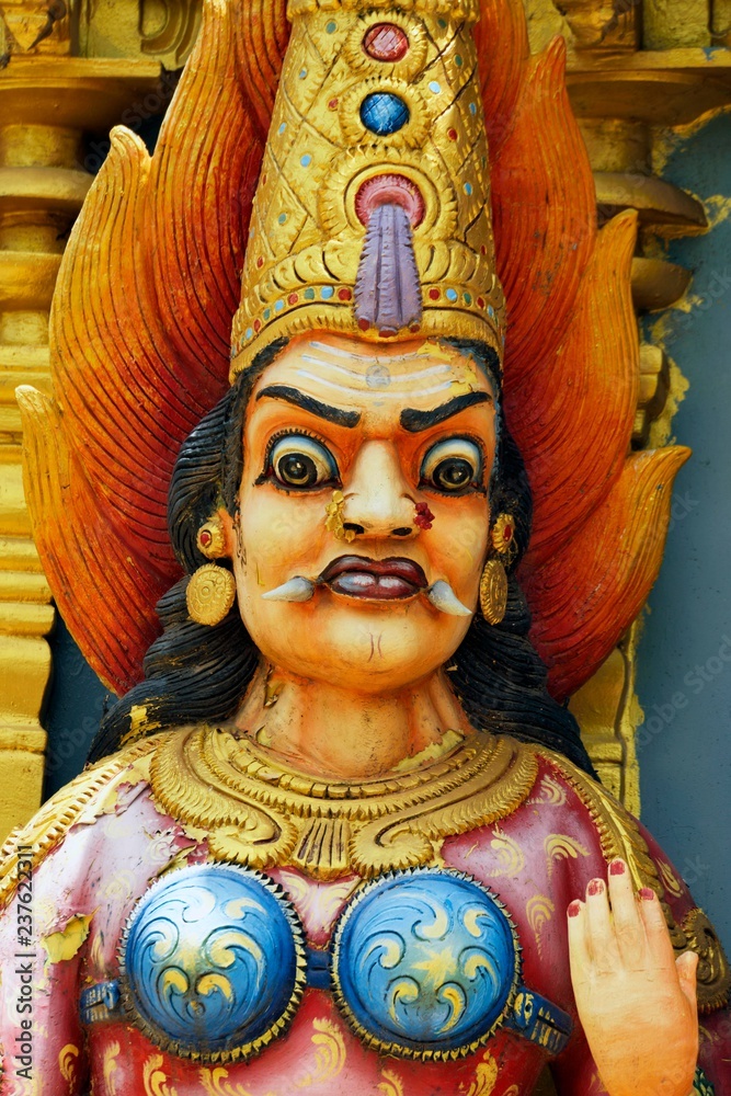 Colourful figure in the Hindu temple, Sri Muthumariamman, Matale ...