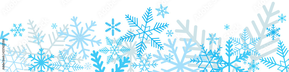Blue snowflakes on white background. Winter snowflakes footer design ...