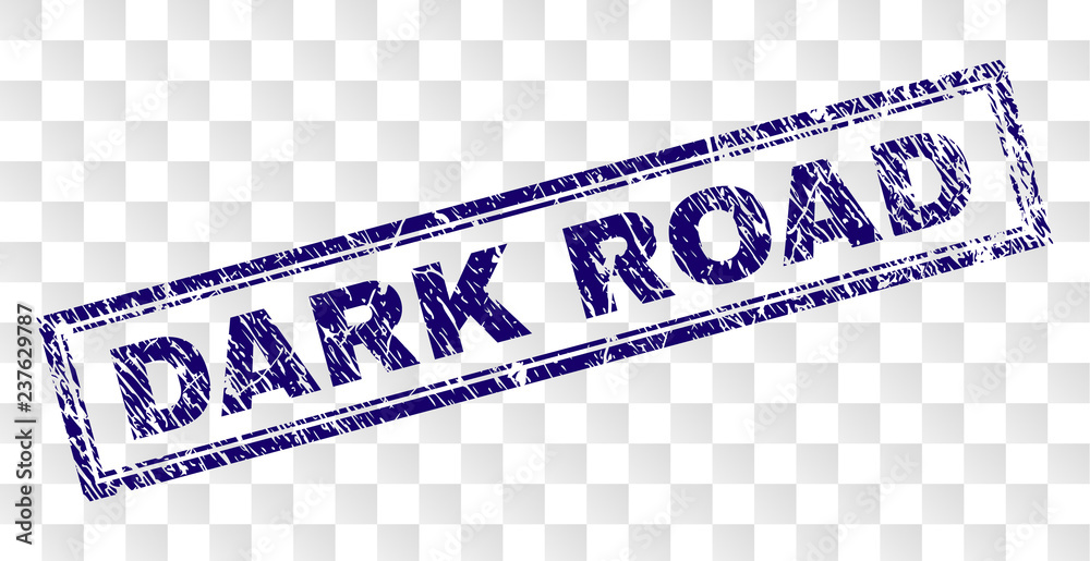 DARK ROAD stamp seal print with grainy style and double framed ...