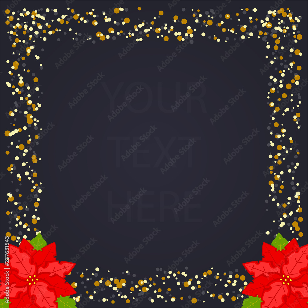 Beautiful border golden glitter vector, christmas flower ornaments ...