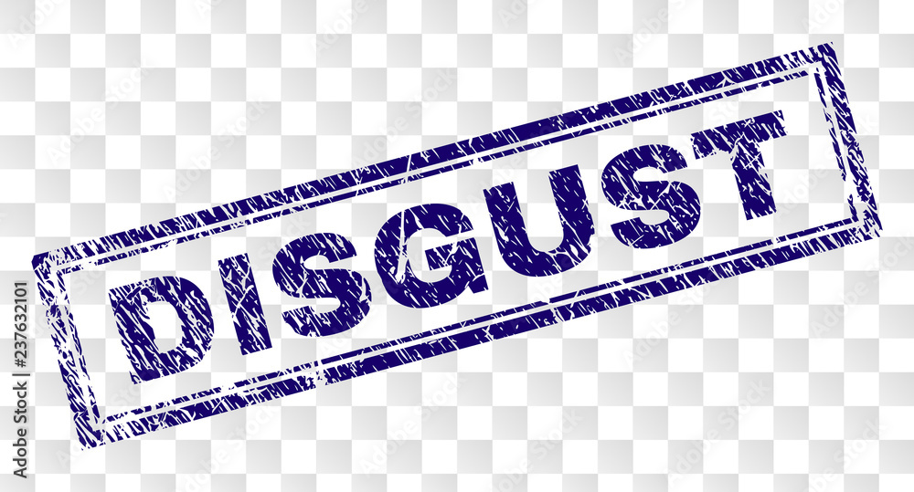 DISGUST stamp seal print with grainy style and double framed rectangle ...