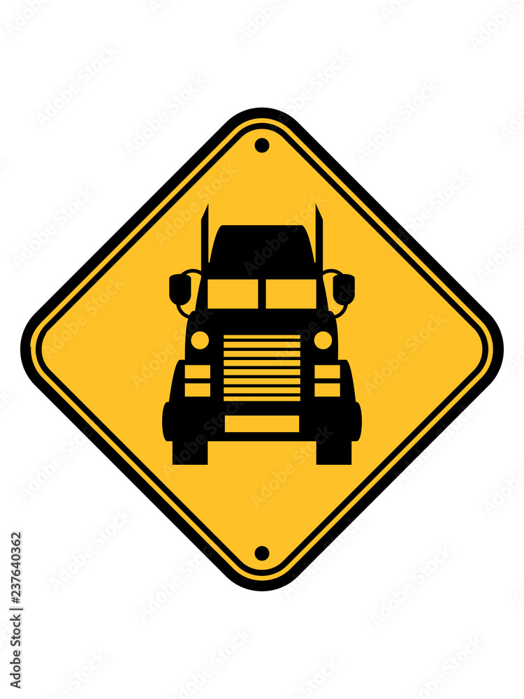 schild zone gefahr achtung hinweis warnung vorsicht front truck lkw ...