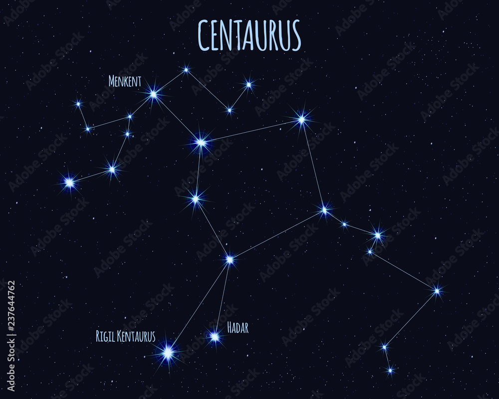 Centaurus (The Centaur) constellation, vector illustration with the ...
