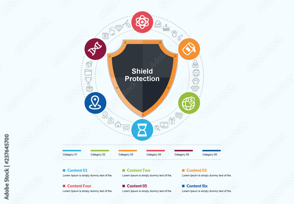 Shield Protection Infographic Layout Stock Template | Adobe Stock