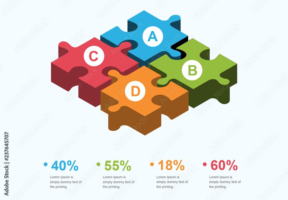 3D Puzzle Infographic Layout Stock Template | Adobe Stock