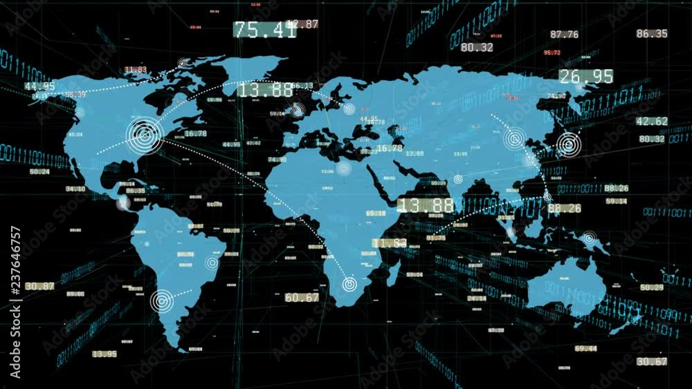 4k World connections with lines path,global map,growing global Network ...