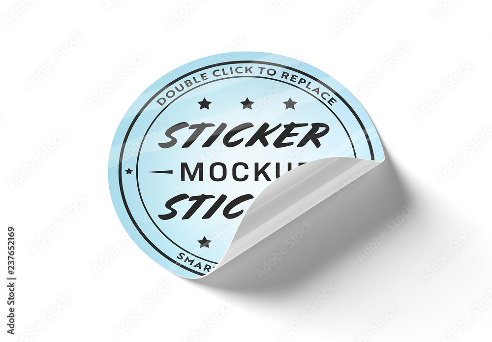 Circular Sticker Isolated On White Mockup Stock Template Adobe Stock