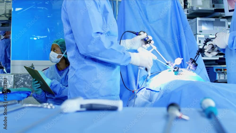 Video Stock Laparoscopic specialist hospital medical training theatre ...