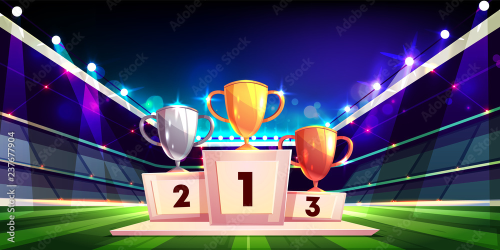 Victory in sports competition cartoon vector concept with golden ...