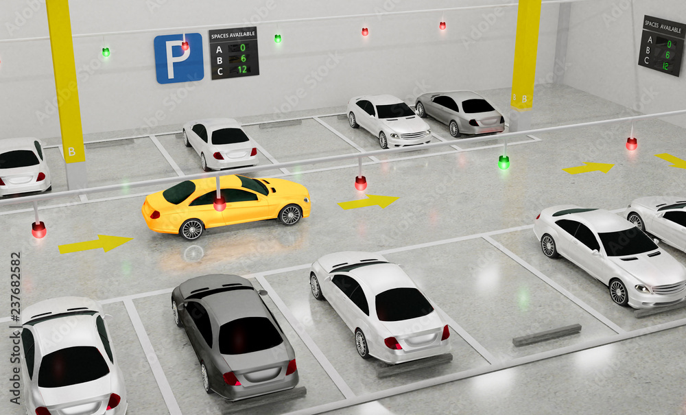 Smart Parking lot Guidance System with Overhead Indicators, Intelligent ...