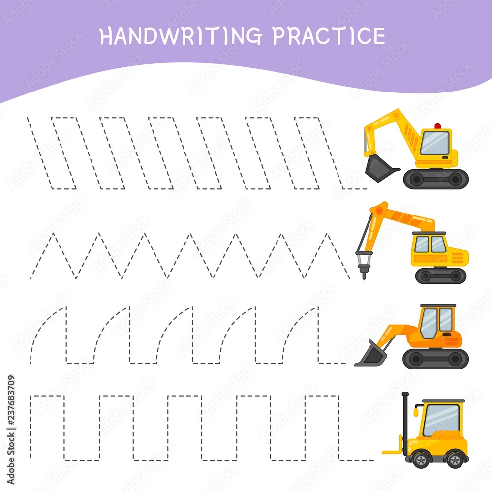 Handwriting practice sheet. Basic writing. Educational game for ...