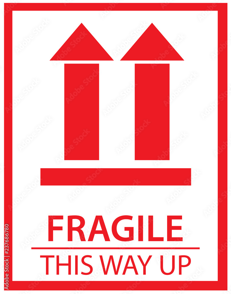 Sticker: fragile - handle with care - this way up - donot step Stock ...