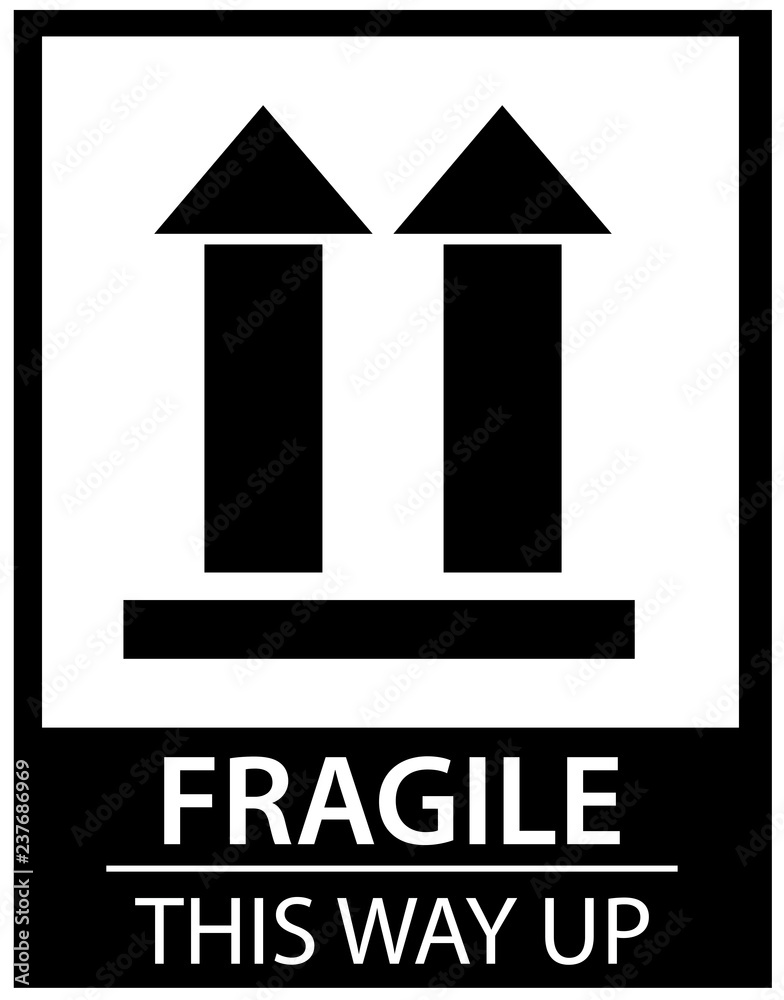 Sticker: fragile - handle with care - this way up - donot step Stock ...