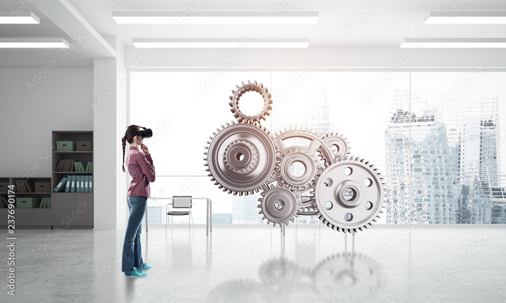 Virtual reality concept and mechanism of engine in modern interi Stock ...