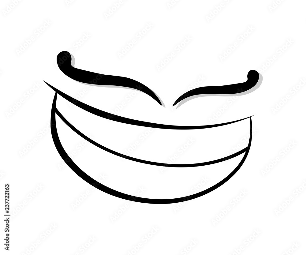 vector illustration smile and mustache. lower face. teeth. cartoon ...