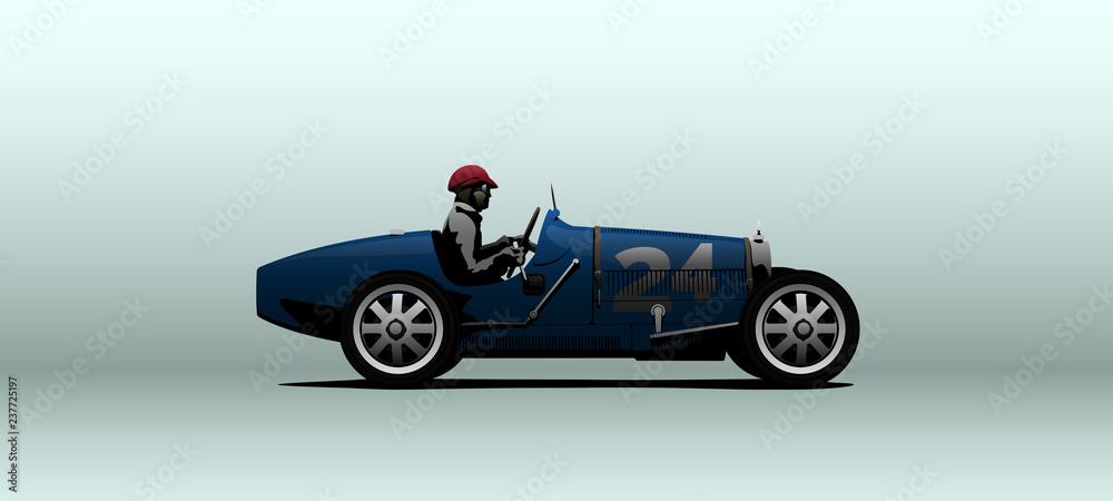 Blue race car in vector at number twenty four and racer in driver's ...