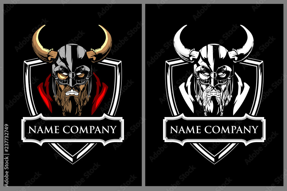 angry viking warrior character vector badge or crest logo template ...