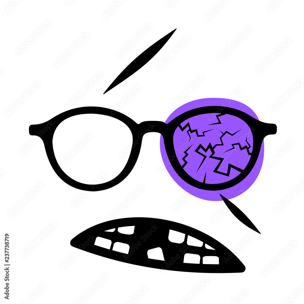 Injured beaten person after fight - wounded face with broken glasses ...