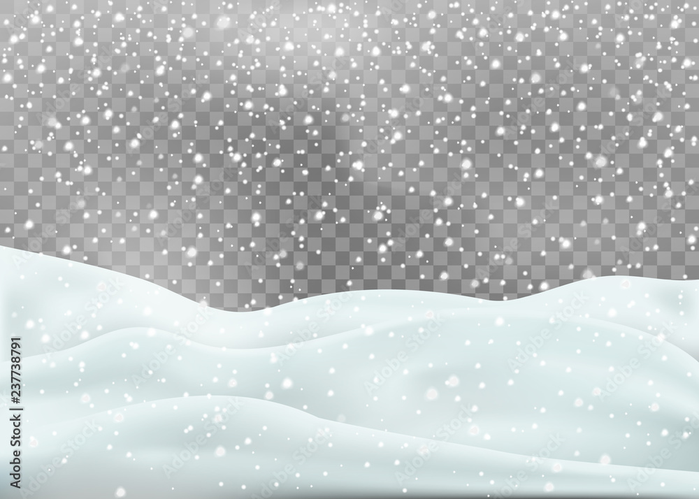 Snowy landscape isolated on white background. Vector illustration ...