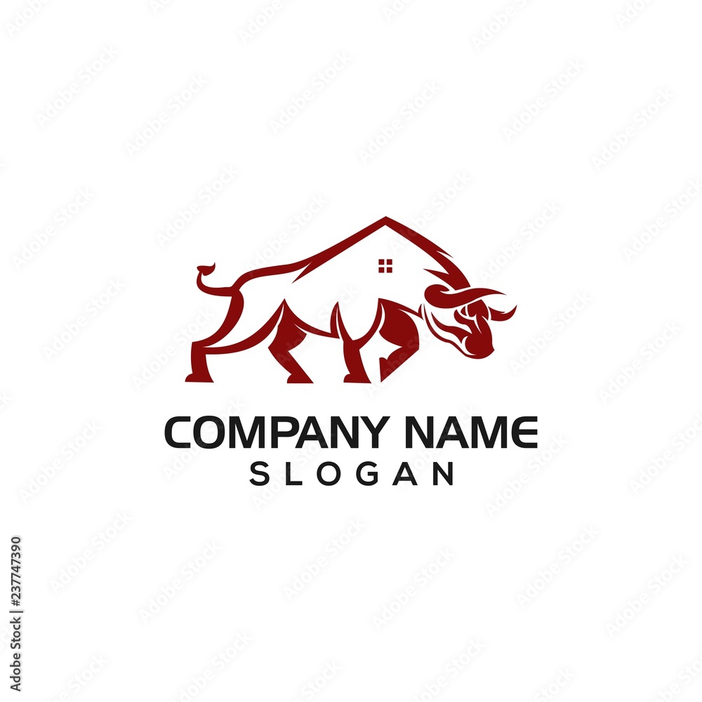 Bull and roof for home or real estate logo template with vector file ...