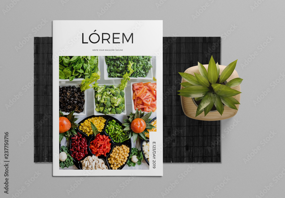 Magazine Layout with Photo Placeholders Stock Template | Adobe Stock