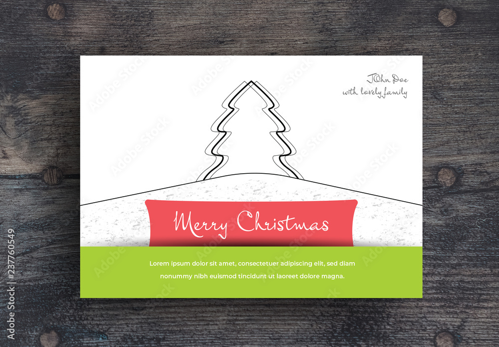 Illustrated Christmas Card Layout Stock Template | Adobe Stock
