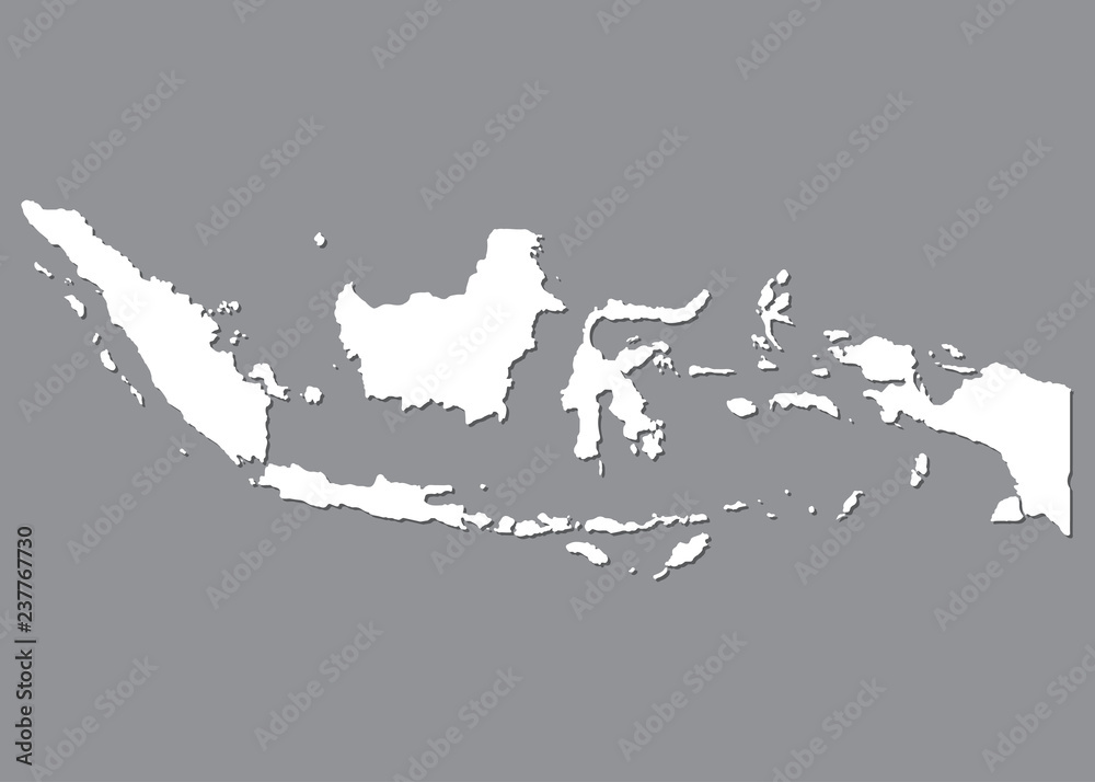 Blank map Indonesia. High quality map of Indonesia on gray background ...