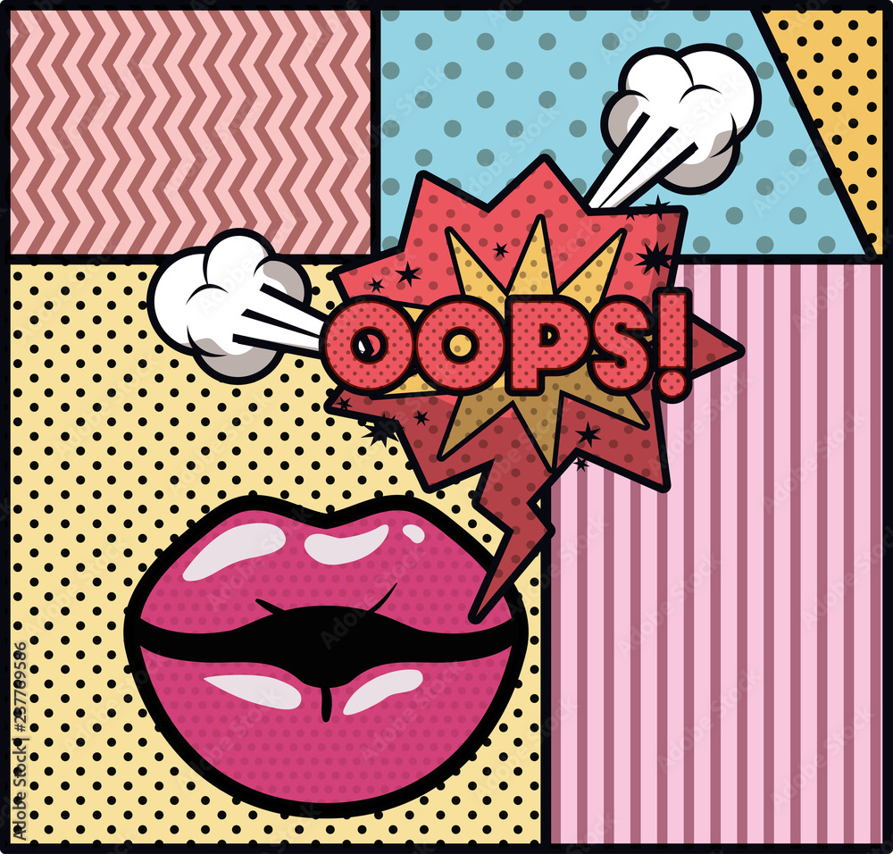 mouth saying oops pop art style Stock Vector | Adobe Stock
