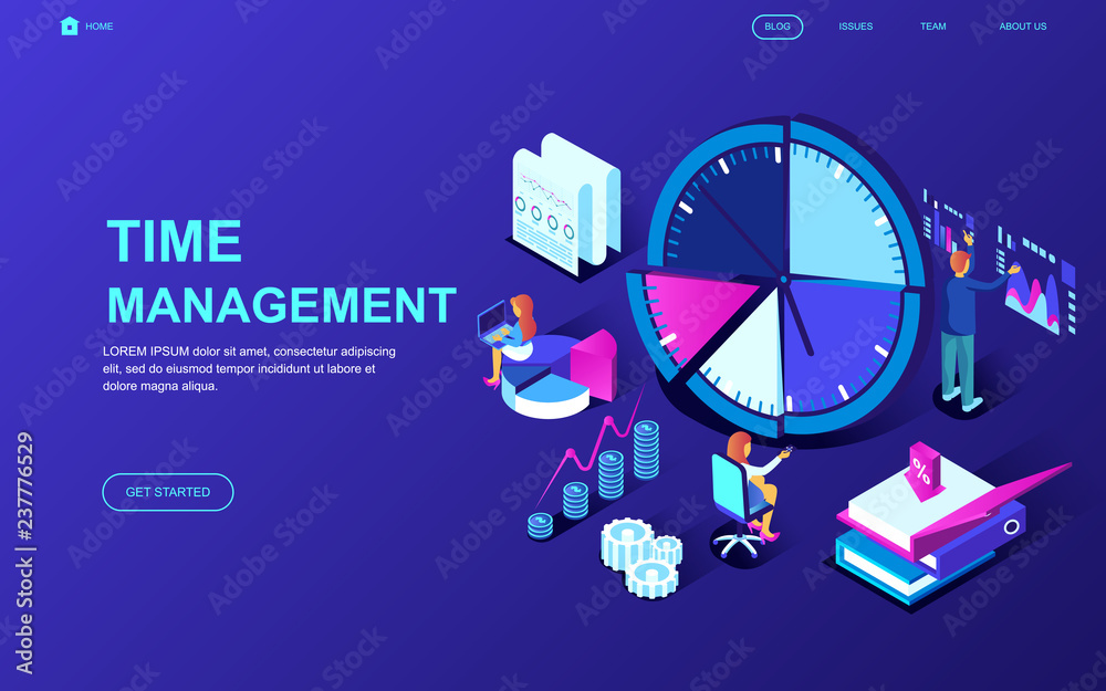 Modern flat design isometric concept of Time Management decorated ...