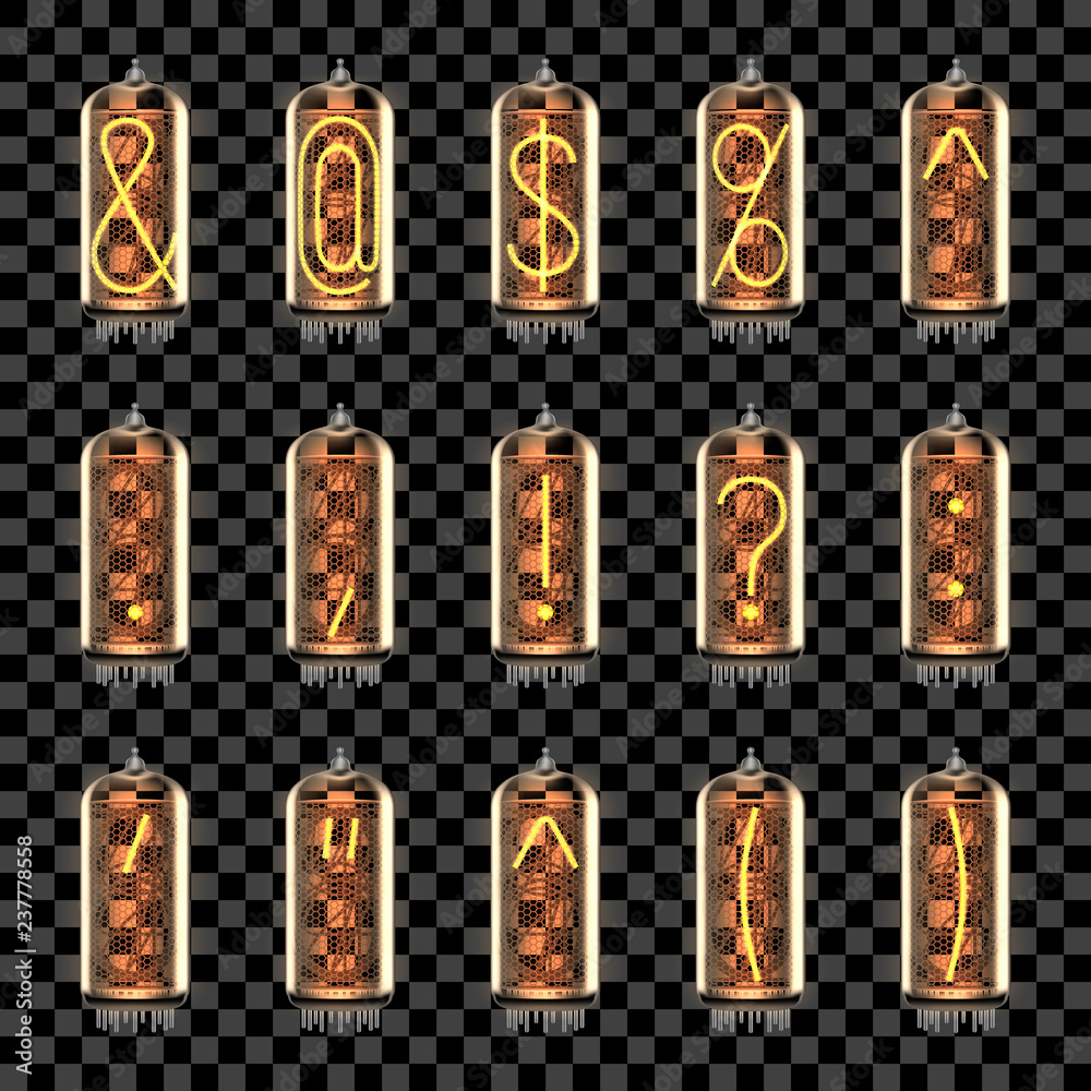 Nixie tube indicator lamp with symbol Stock Vector | Adobe Stock