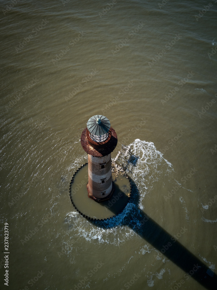 Aerial drone image of the historic Morris Island Lighthouse now ...