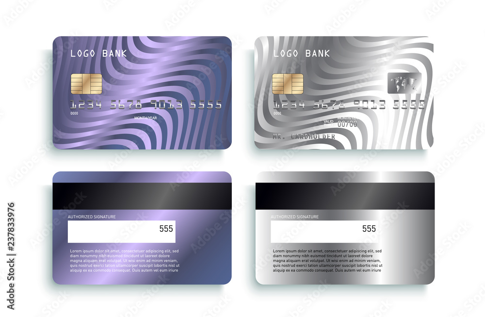 Luxury credit card template design. Realistic detailed silver credit ...