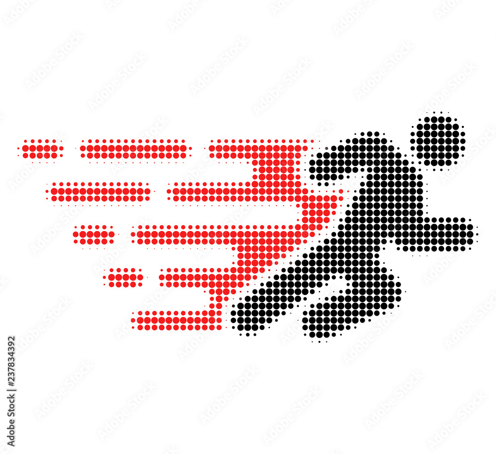 Running man halftone dotted icon with fast speed effect. Vector ...