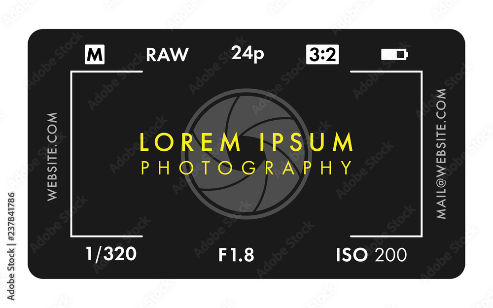Photographer Business Card with Viewfinder Screen and Aperture Stock ...