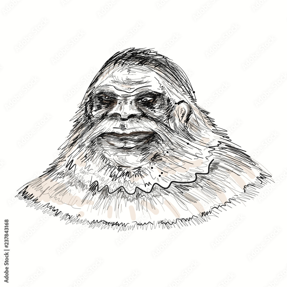 Face of Legendary Bigfoot. Mysterious humanoid's a Sasquatch creature ...