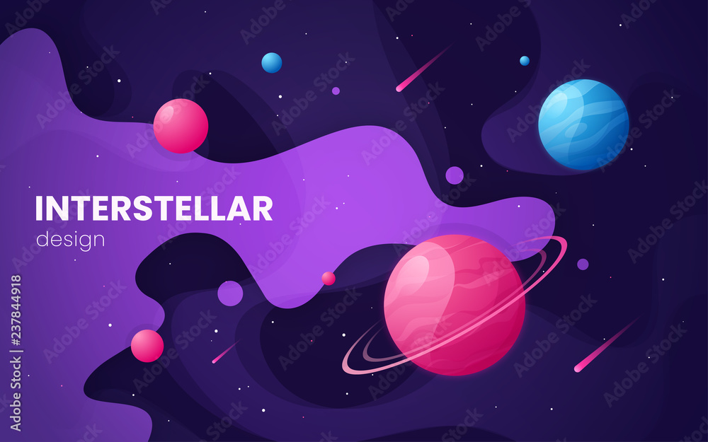 Cartoon galaxy futuristic outer space background, design, artwor Stock ...