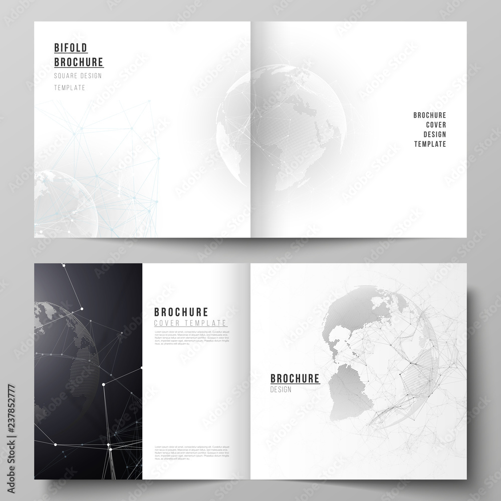 Vector layout of two covers templates for square design bifold brochure ...