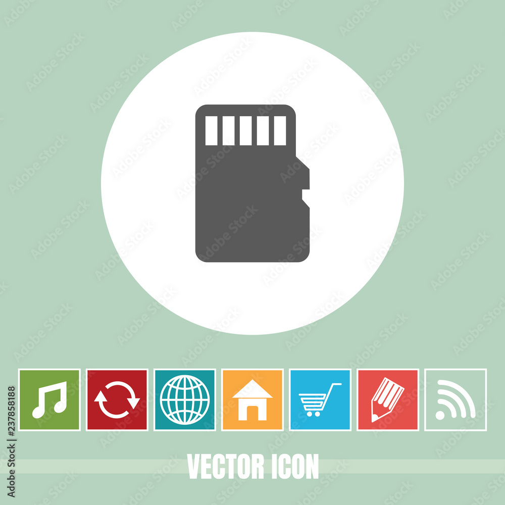 Very Useful Vector Icon Of Memory Card with Bonus Icons. Very Useful ...