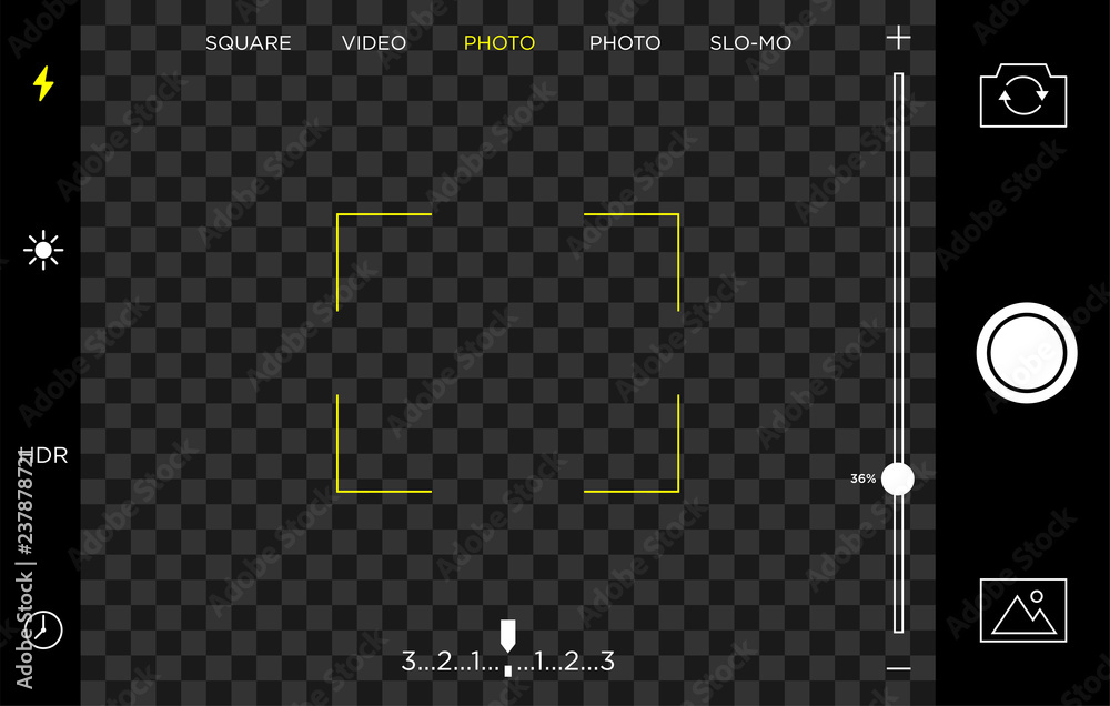 smartphone camera screen view template with transparent background and ...