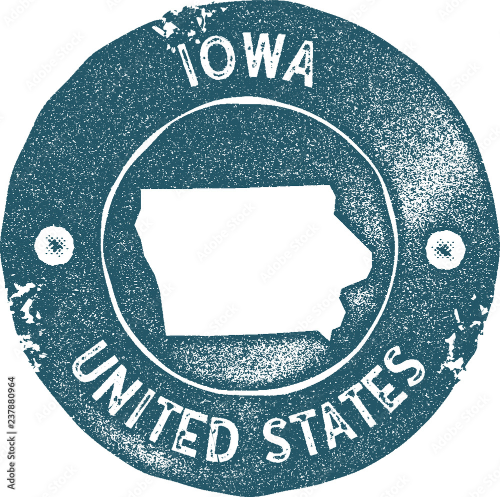 Iowa map vintage stamp. Retro style handmade label, badge or element ...